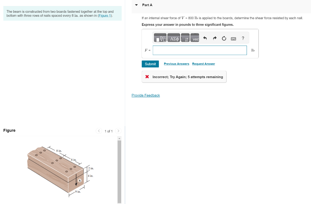 Solved The beam is constructed from two boards fastened | Chegg.com