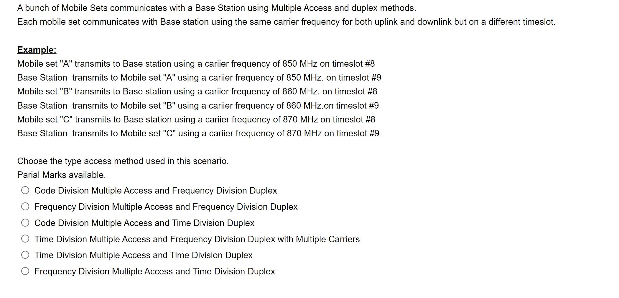 Solved A bunch of Mobile Sets communicates with a Base | Chegg.com