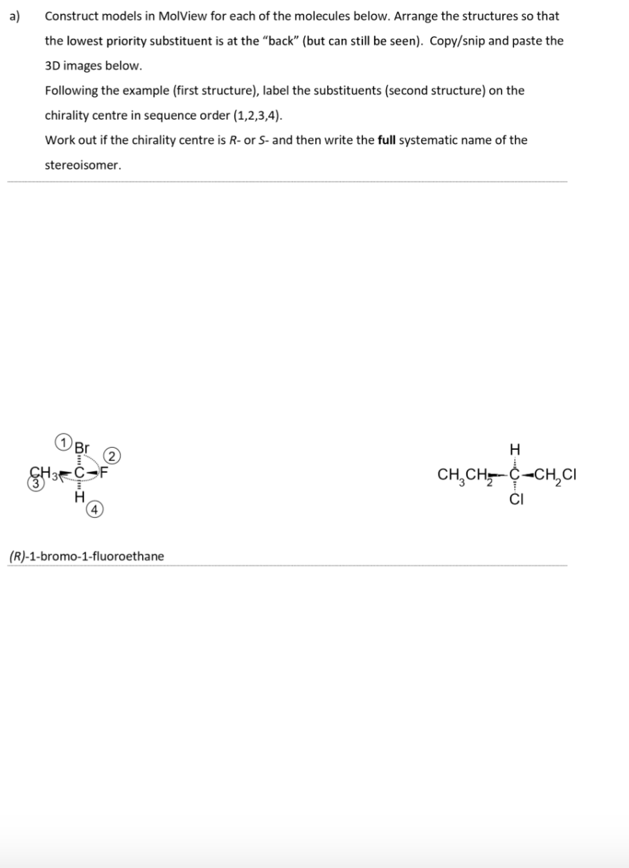 Solved a) Construct models in MolView for each of the | Chegg.com