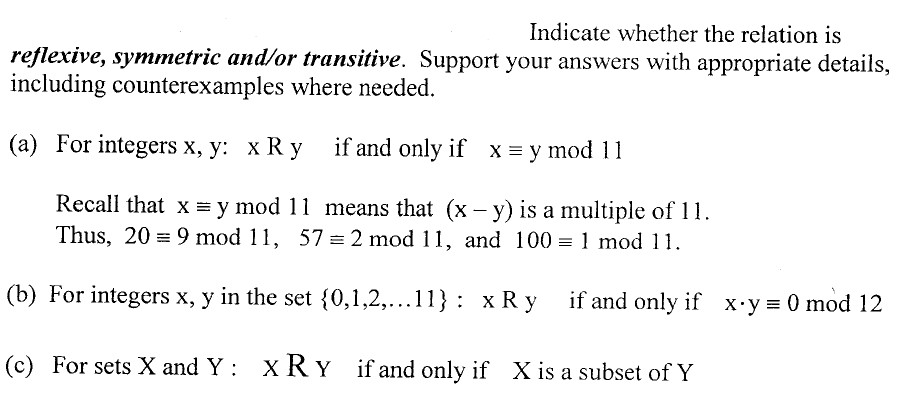 Solved Indicate whether the relation is reflexive, symmetric | Chegg.com