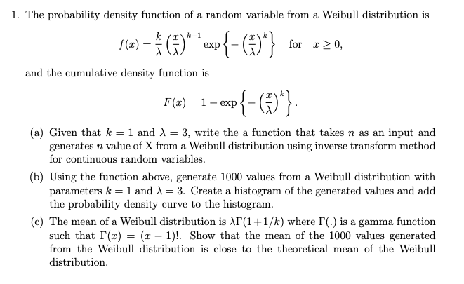 Solved 1. The probability density function of a random | Chegg.com