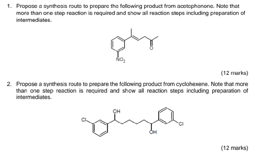 Solved 1. Propose a synthesis route to prepare the following | Chegg.com