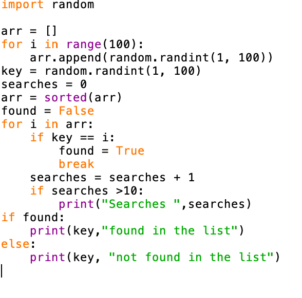 Solved 8. Sequential Search Generate 100 random numbers | Chegg.com