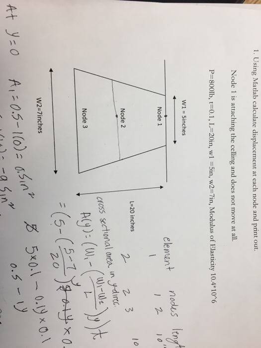 Solved 1. Using Matlab calculate displacement at each node | Chegg.com
