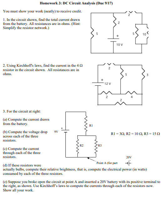 Solved Homework 3: DC Circuit Analysis (Due 9/17) You must | Chegg.com