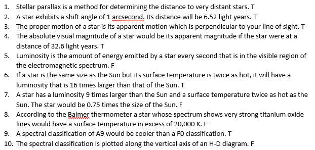 Solved 1. Stellar parallax is a method for determining the | Chegg.com