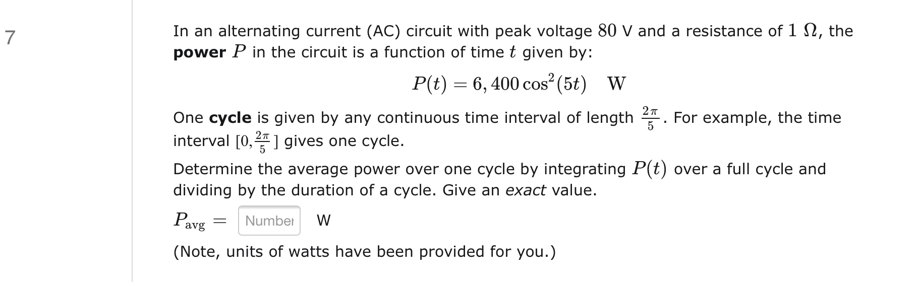 Solved 7 In an alternating current (AC) circuit with peak | Chegg.com