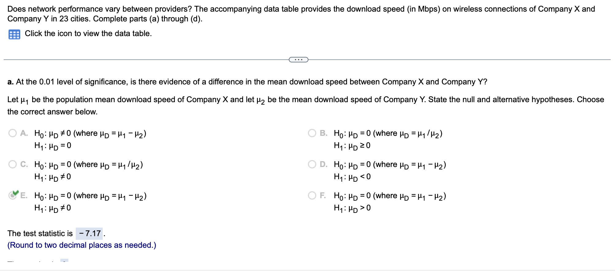 Solved Does network performance vary between providers? The | Chegg.com