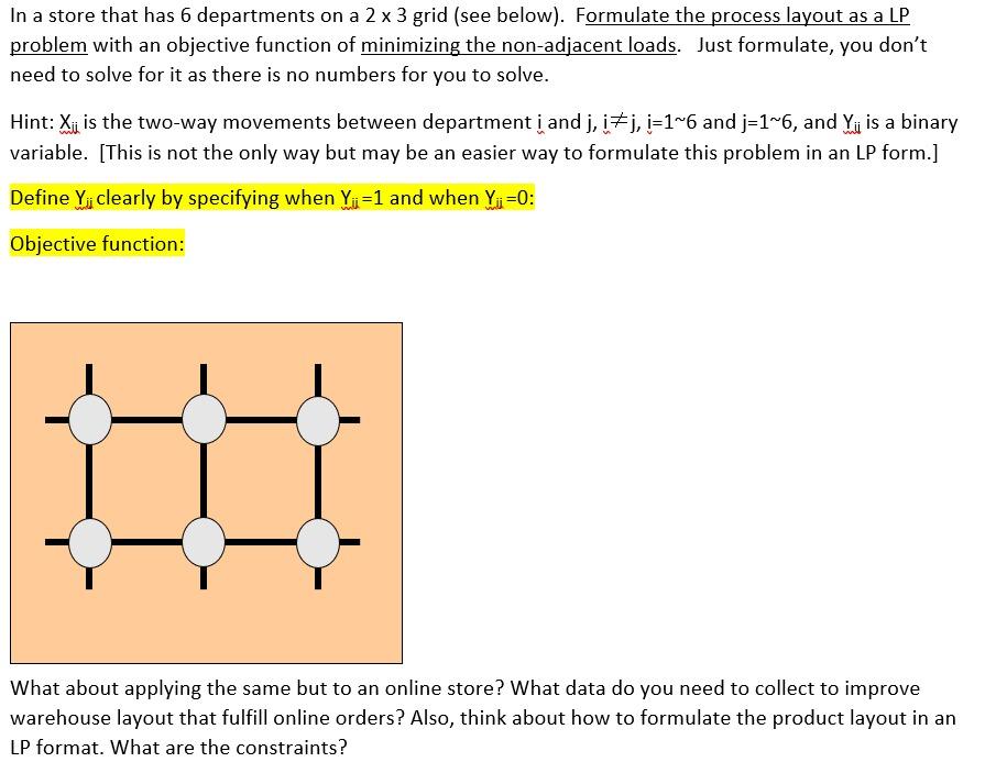 Solved In a store that has 6 departments on a 2 x 3 grid | Chegg.com