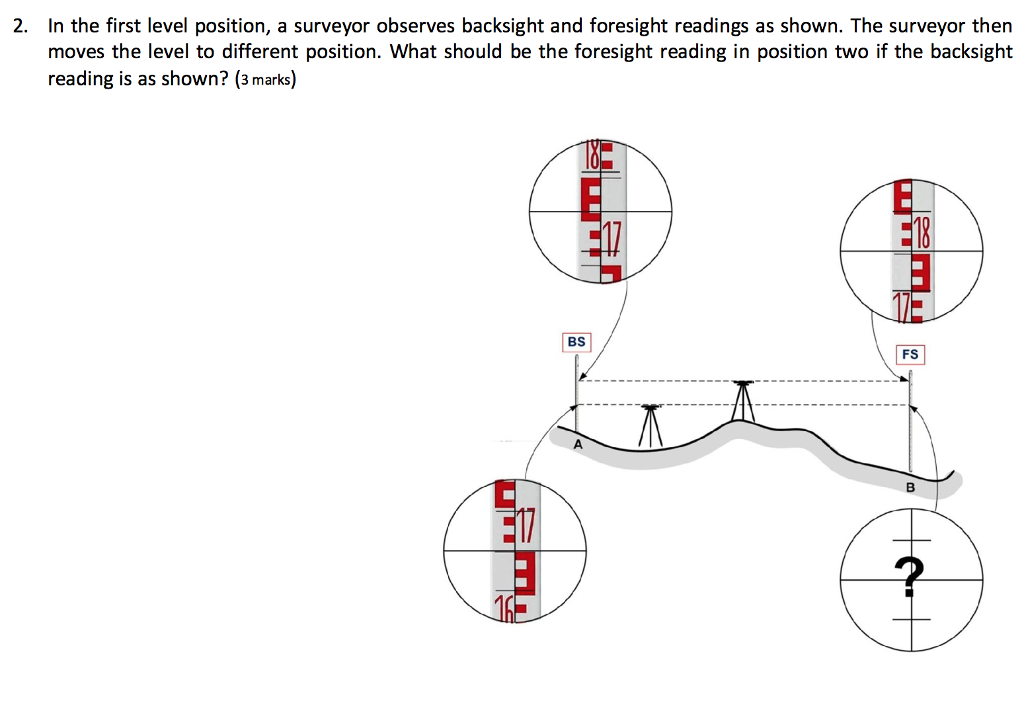 Solved 2. In the first level position, a surveyor observes | Chegg.com