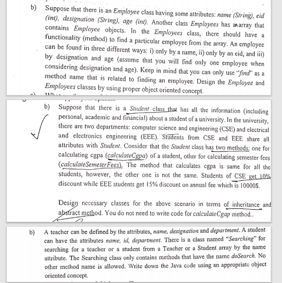 Solved Write Java Code for all the problems :- a)Consider | Chegg.com