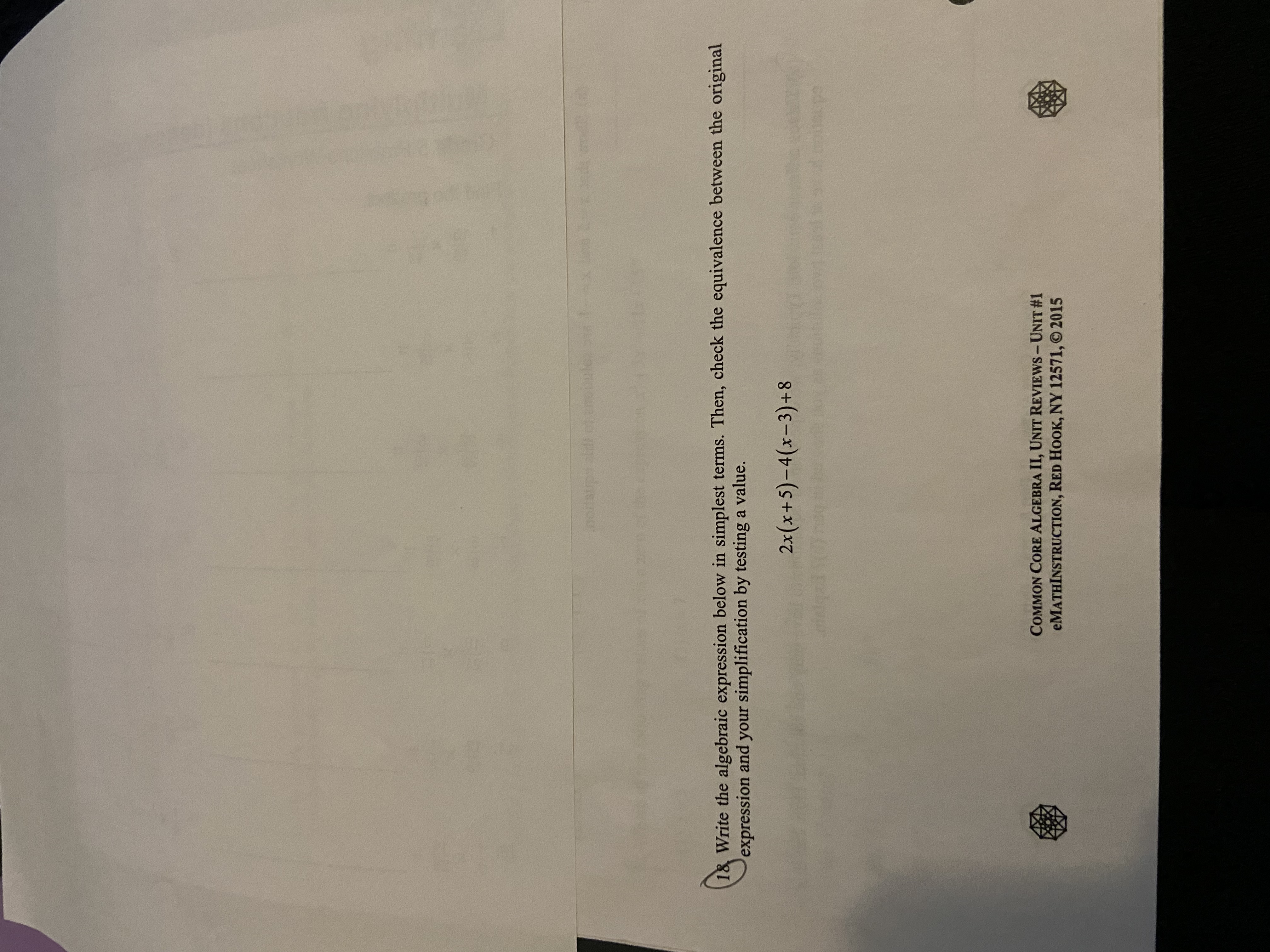 Solved 18. Write the algebraic expression below in simplest | Chegg.com