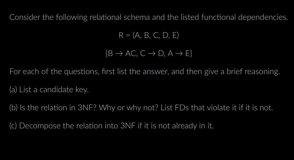 Solved Consider the following relational schema and the | Chegg.com
