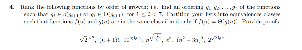Solved Rank the following functions by order of growth; i.e. | Chegg.com