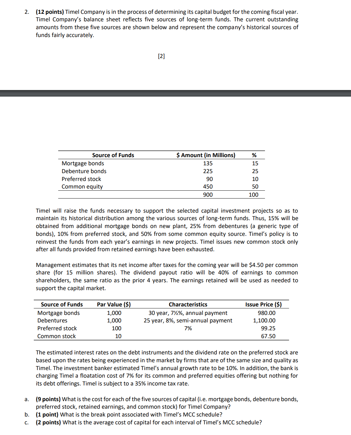 Solved 2. (12 points) Timel Company is in the process of | Chegg.com