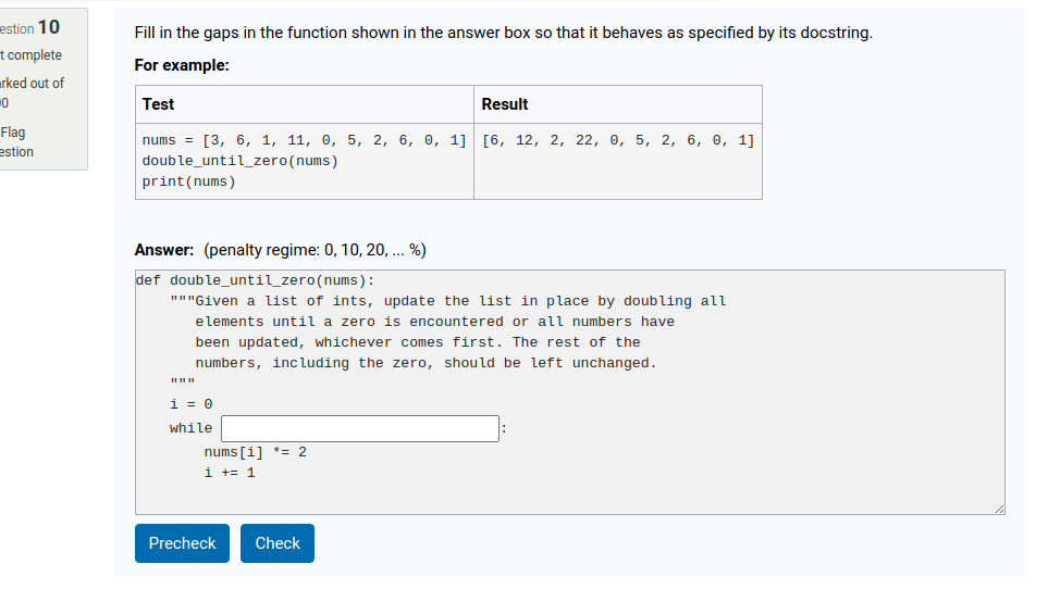 Solved estion 10 Fill in the gaps in the function shown in | Chegg.com