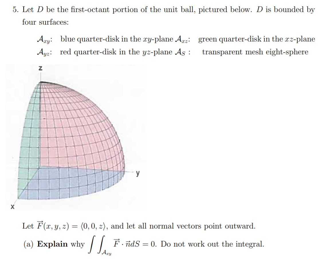 Solved 5. Let D be the first-octant portion of the unit | Chegg.com