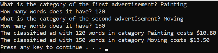 Solved The following C# program uses the | Chegg.com