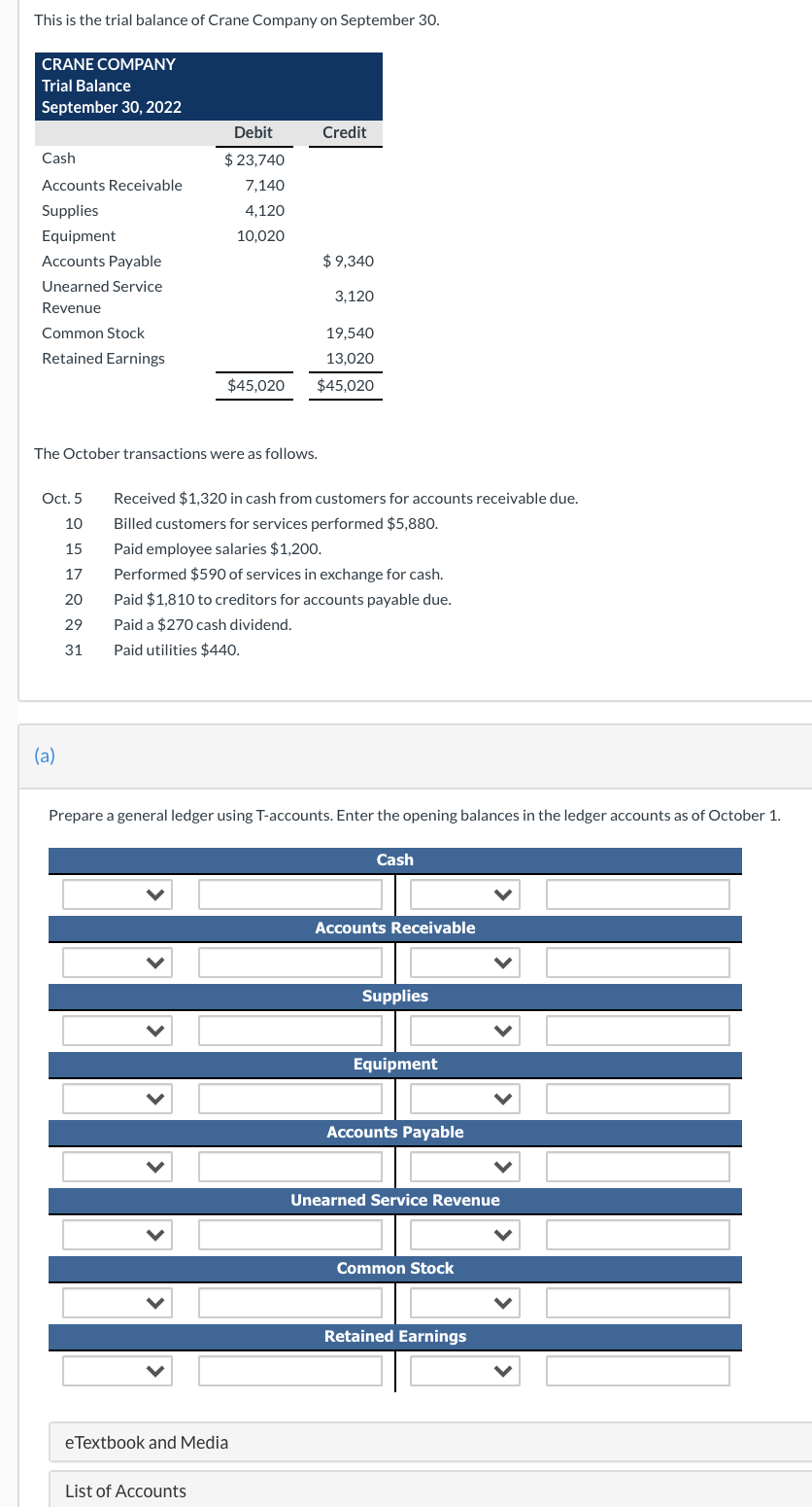 Solved A. B.Prepare a general ledger using T-accounts. Enter | Chegg.com