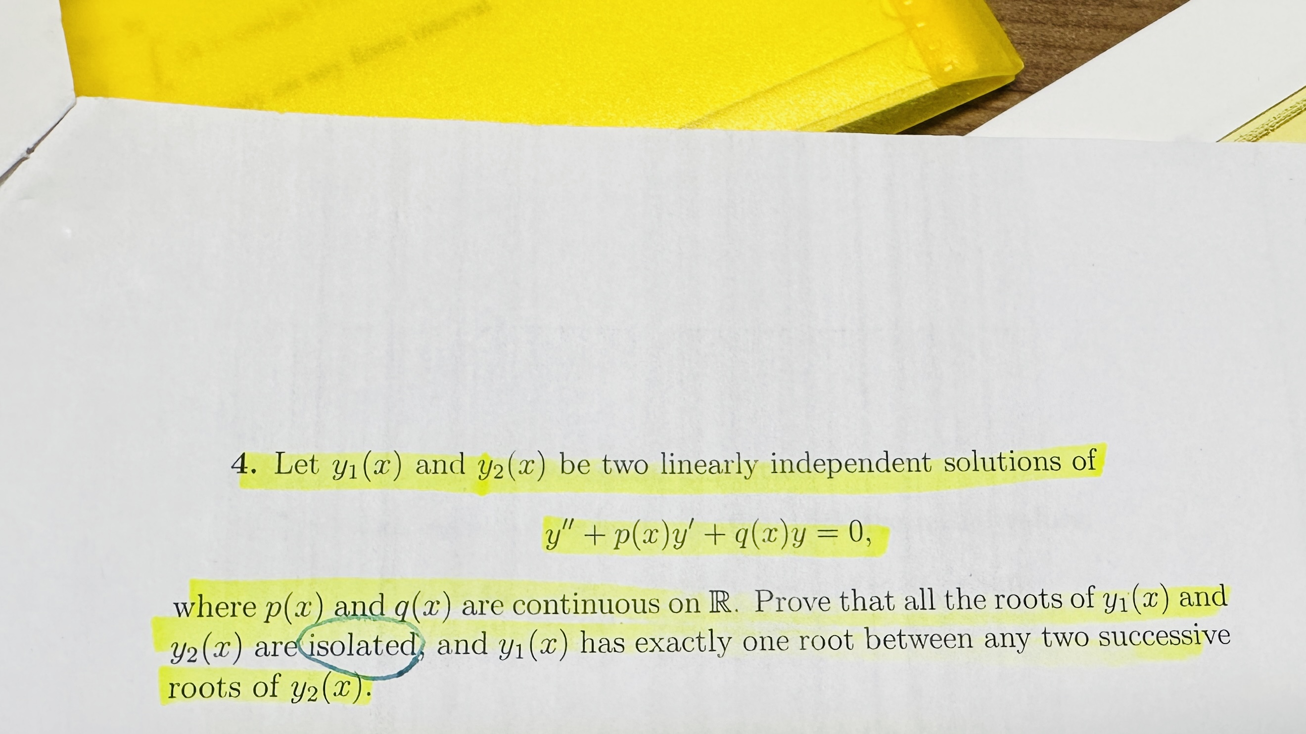 Solved 4. Let y1(x) and y2(x) be two linearly independent | Chegg.com
