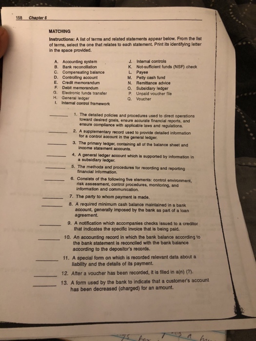 Solved MATCHING Instructions: A list of terms and related | Chegg.com