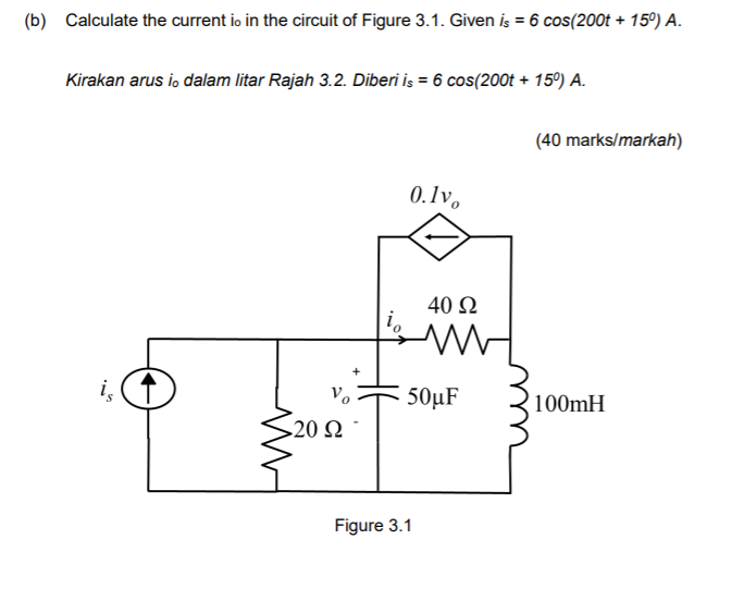 Solved (b) Calculate the current io in the circuit of Figure | Chegg.com