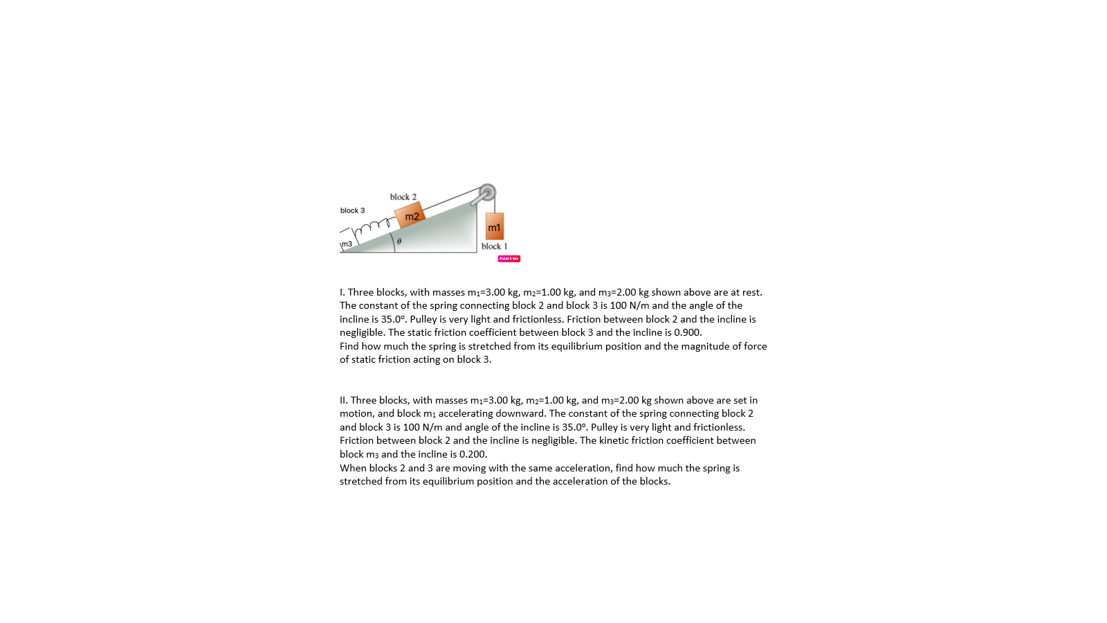 Solved block 2 block 3 m2 m1 m3 block 1 Palle 1. Three | Chegg.com