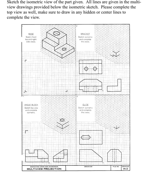 Solved Sketch the isometric view of the part given. All | Chegg.com