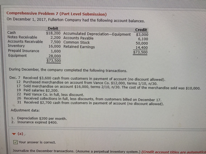 Solved Comprehensive Problem 7 (Part Level Submission) On | Chegg.com