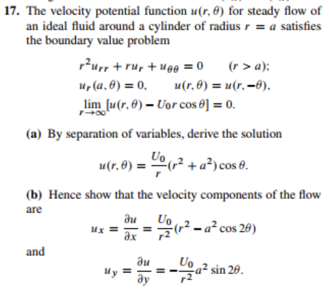 17. The velocity potential function (r, a) for steady | Chegg.com