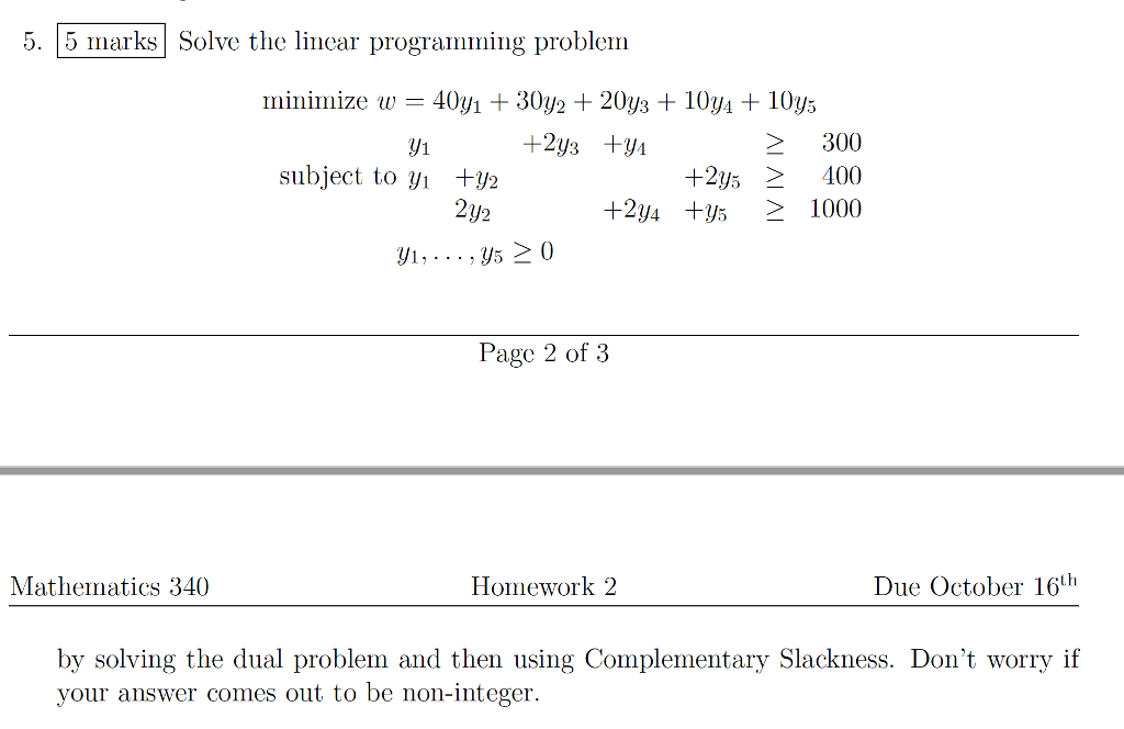 Solved 5.5 marks Solve the lincar programming problem | Chegg.com