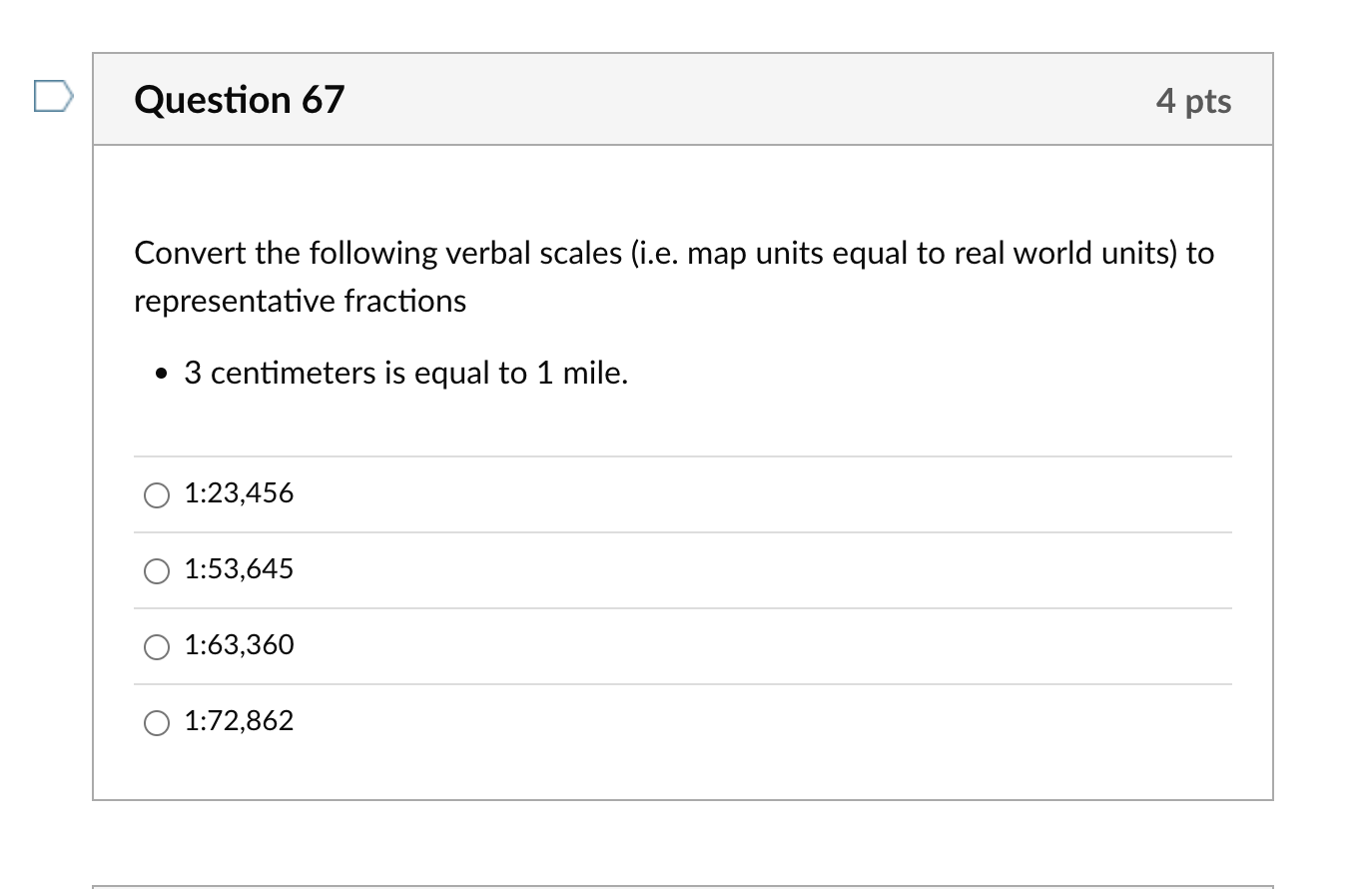 Solved Question 67 4 pts Convert the following verbal scales | Chegg.com