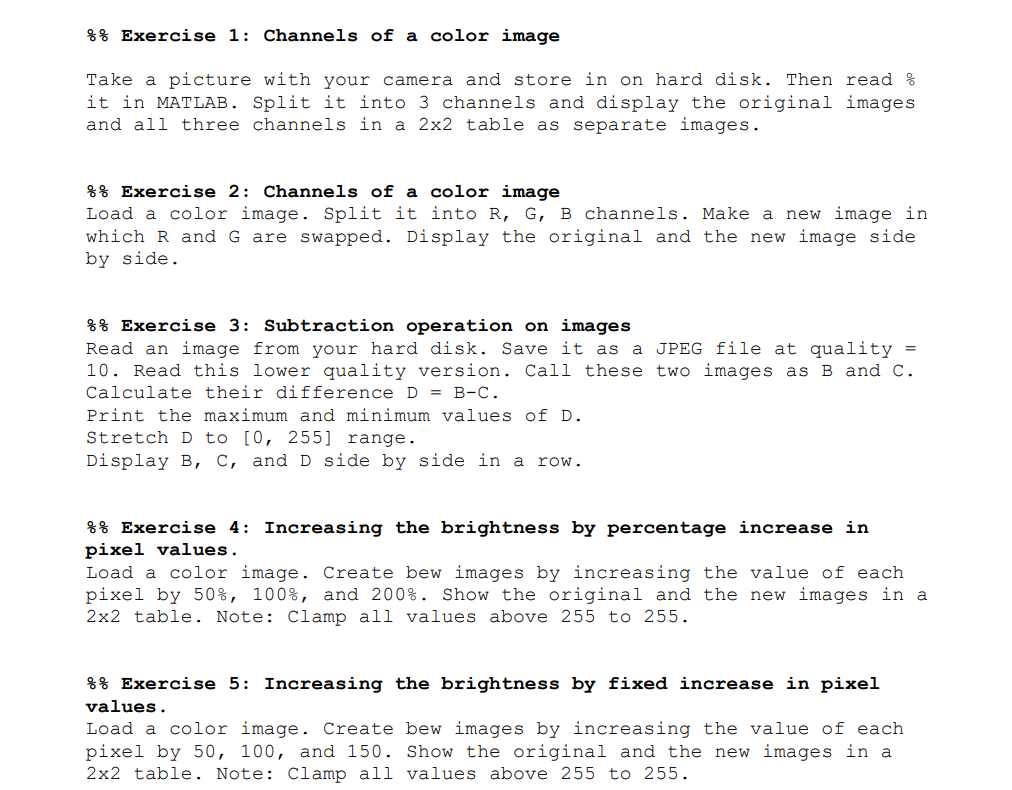Solved ơㅇㅇ Exercise 1: Channels of a color image Take a | Chegg.com