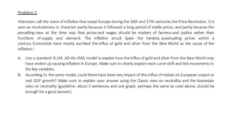 Solved Historians call the wave of inflation that swept | Chegg.com