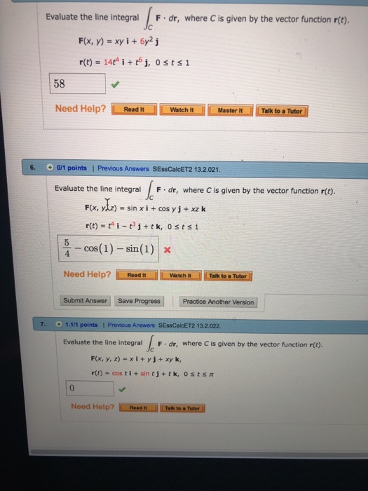 Solved Evaluate The Line Integral 、f Dr Where C Is Given