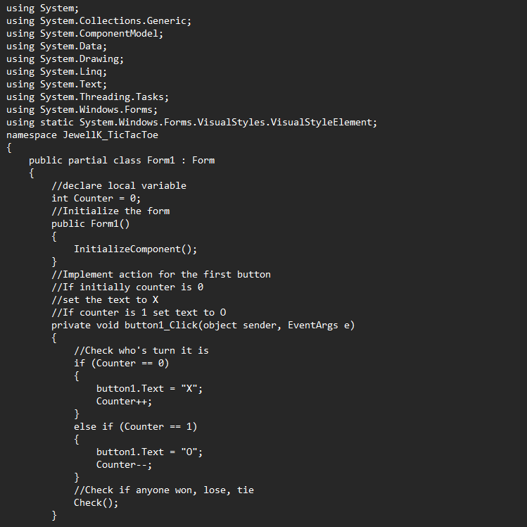 I am working on a tic tac toe game in C# and need | Chegg.com