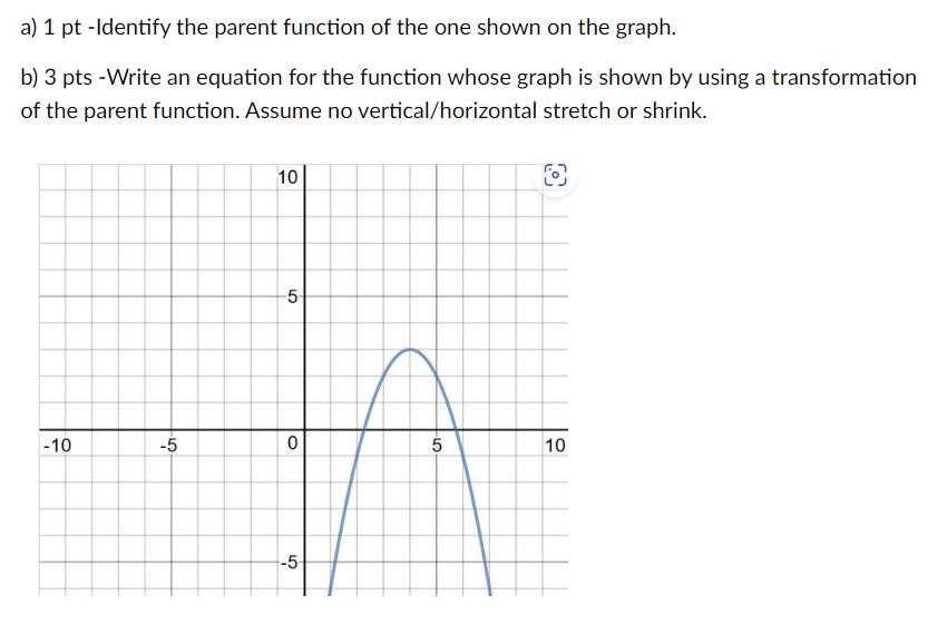 Solved a) 1 pt -Identify the parent function of the one | Chegg.com