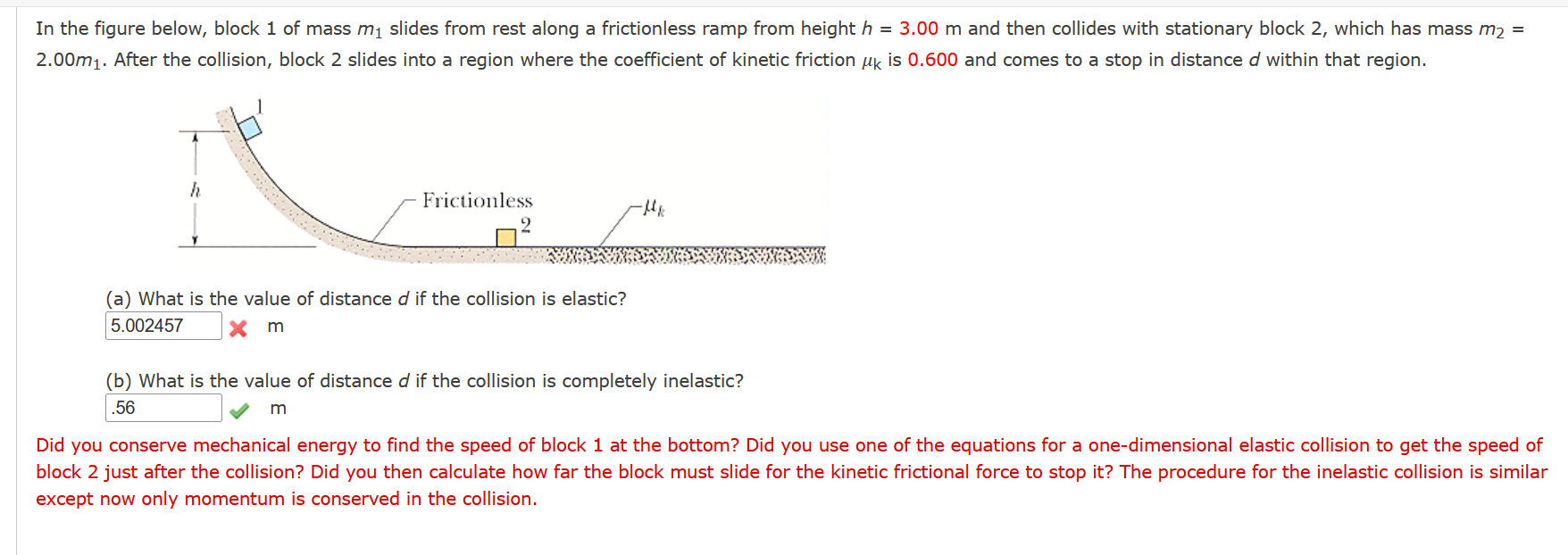 Solved In the figure below, block 1 of mass m1 slides from | Chegg.com