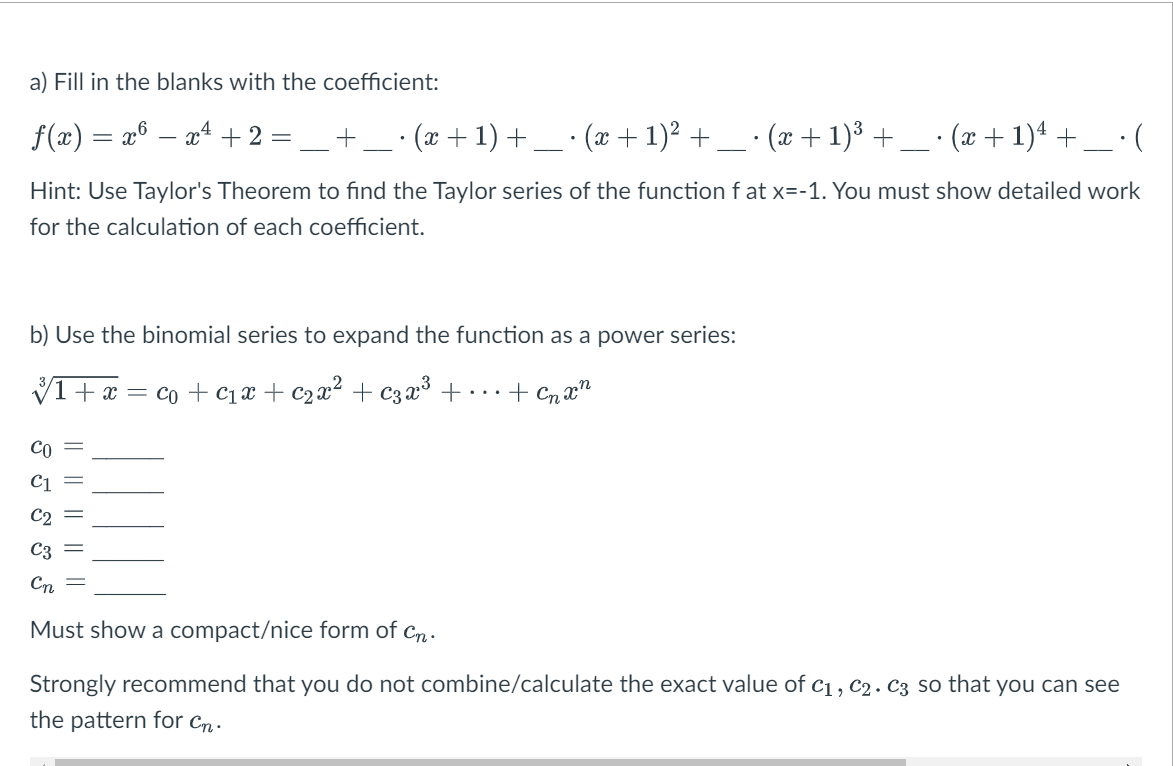 Solved a) Fill in the blanks with the coefficient: | Chegg.com