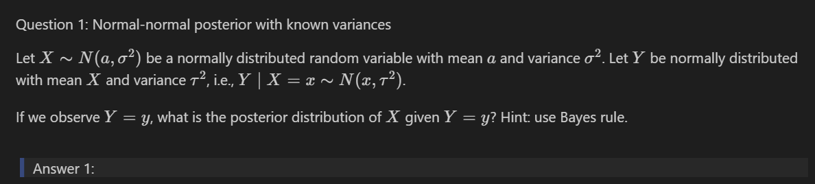 Solved Question 1: Normal-normal posterior with known | Chegg.com