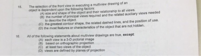 Solved The selection of the front view in executing a | Chegg.com