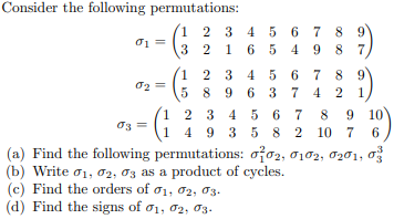 Solved Consider the following permutations: | Chegg.com