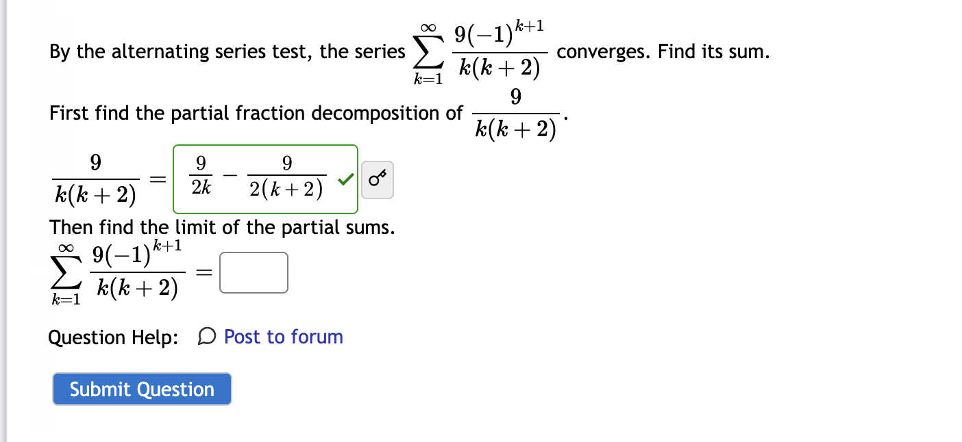 Solved By the alternating series test, the series | Chegg.com