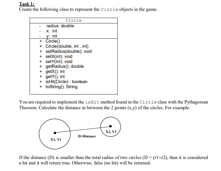 Solved Task 1: Create the following class to represent the | Chegg.com