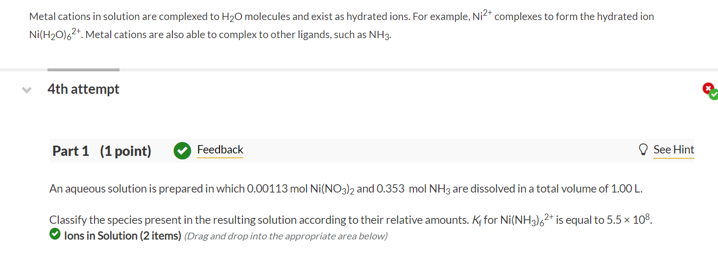 Solved Metal cations in solution are complexed to H2O | Chegg.com