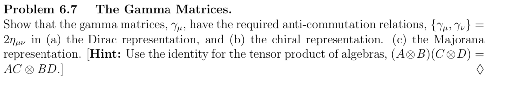 Problem 6.7The Gamma Matrices. Show that the gamma | Chegg.com