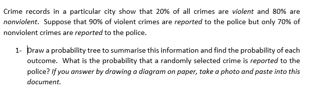 Solved Crime records in a particular city show that 20% of | Chegg.com