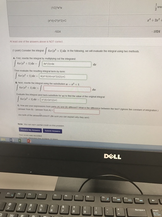 Solved Consider the integral integral 4x (x^2 + 1) dx in | Chegg.com