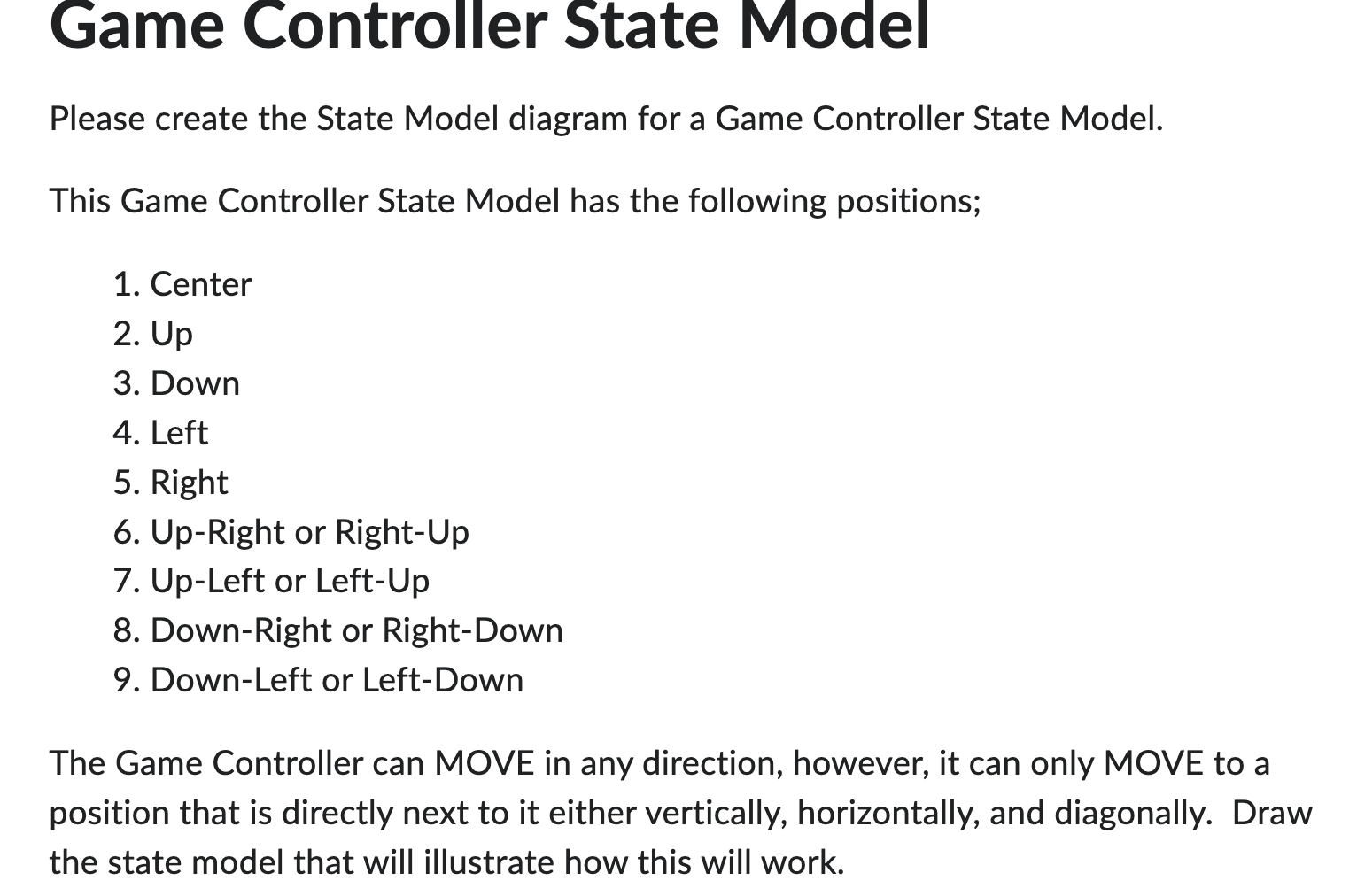 Solved Please create the State Model diagram for a Game | Chegg.com