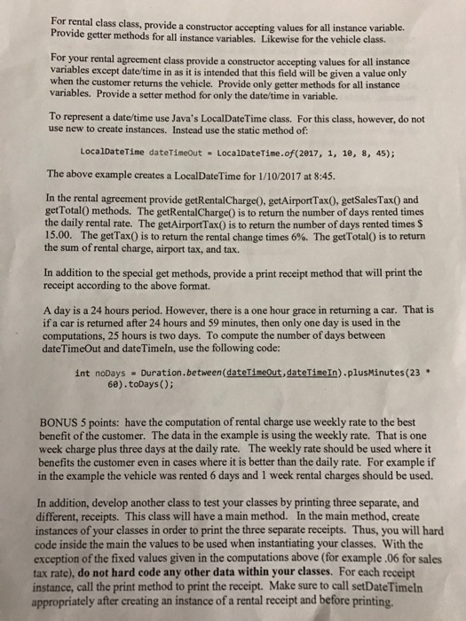 Solved Develop car rental application may use to produce a | Chegg.com